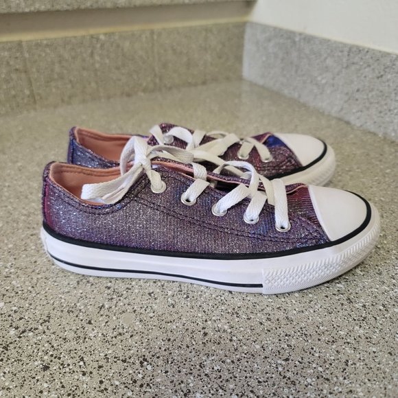 Converse | Shoes | Converse Kids Purple Sparkle Low Top Sneakers Size 3 ...